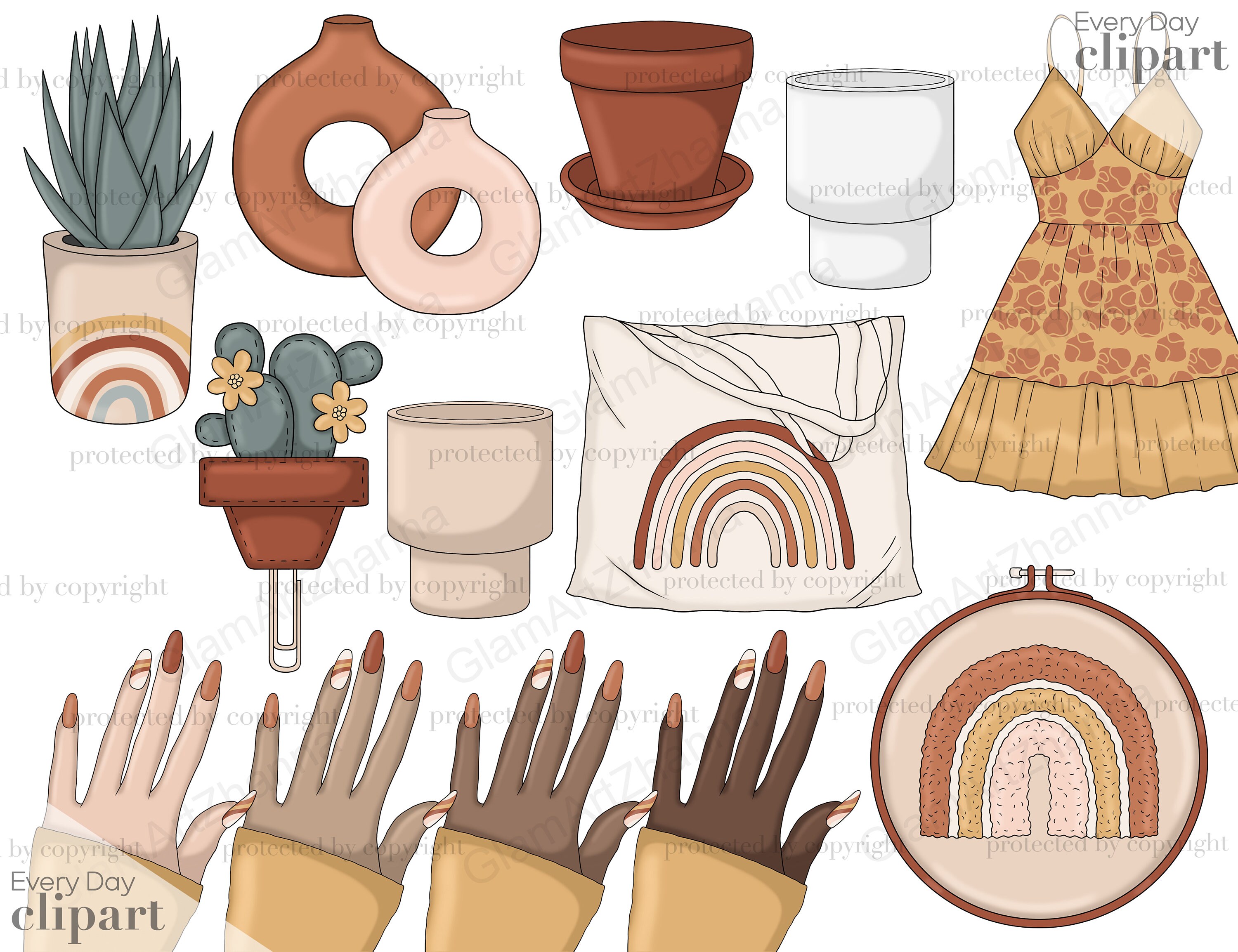 Rainbow Clip Art Vintage Boho Clipart Abstract Boho Clipart - Etsy