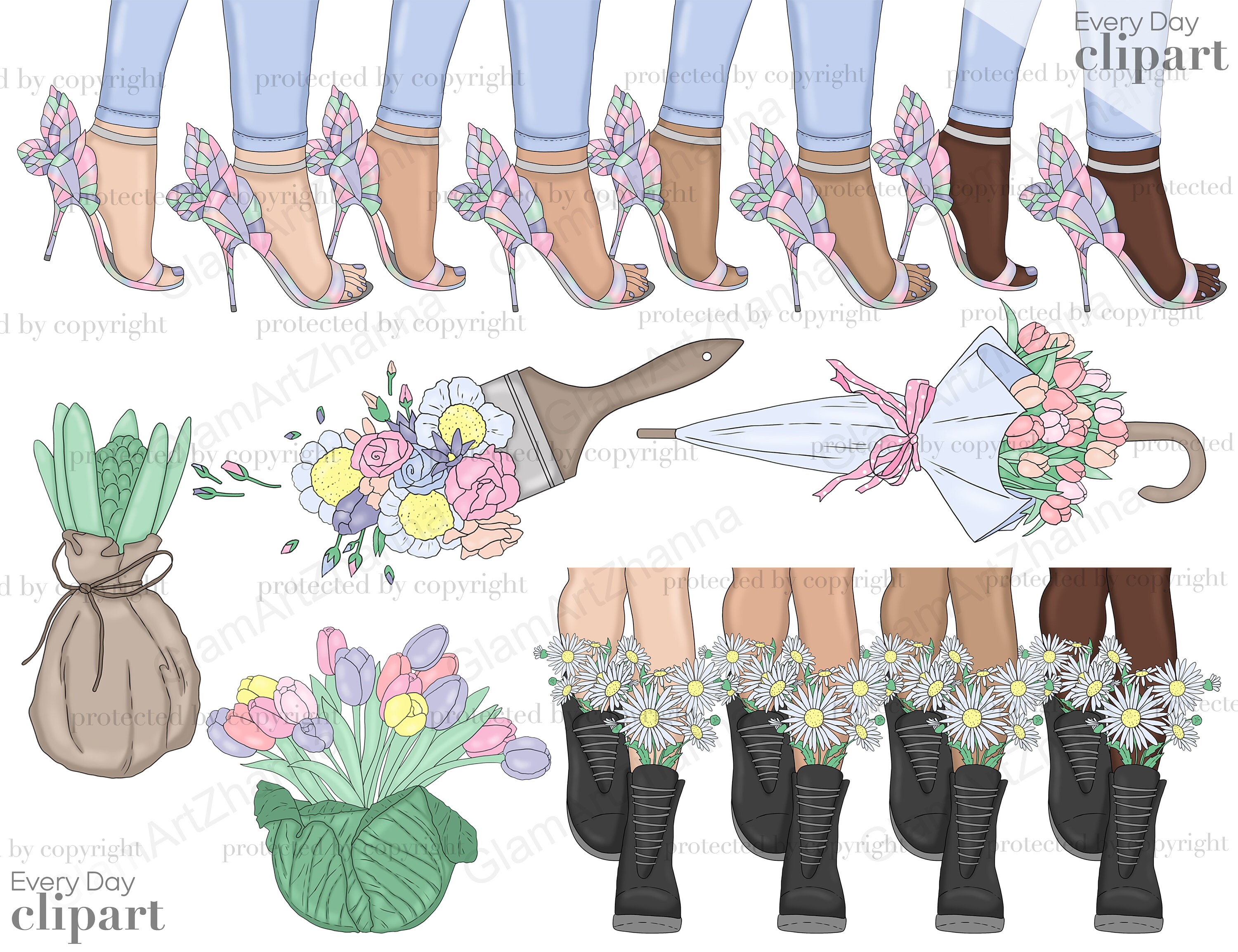 Spring Clipart Bundle Clipart PNG Designs Wildflower Spring - Etsy