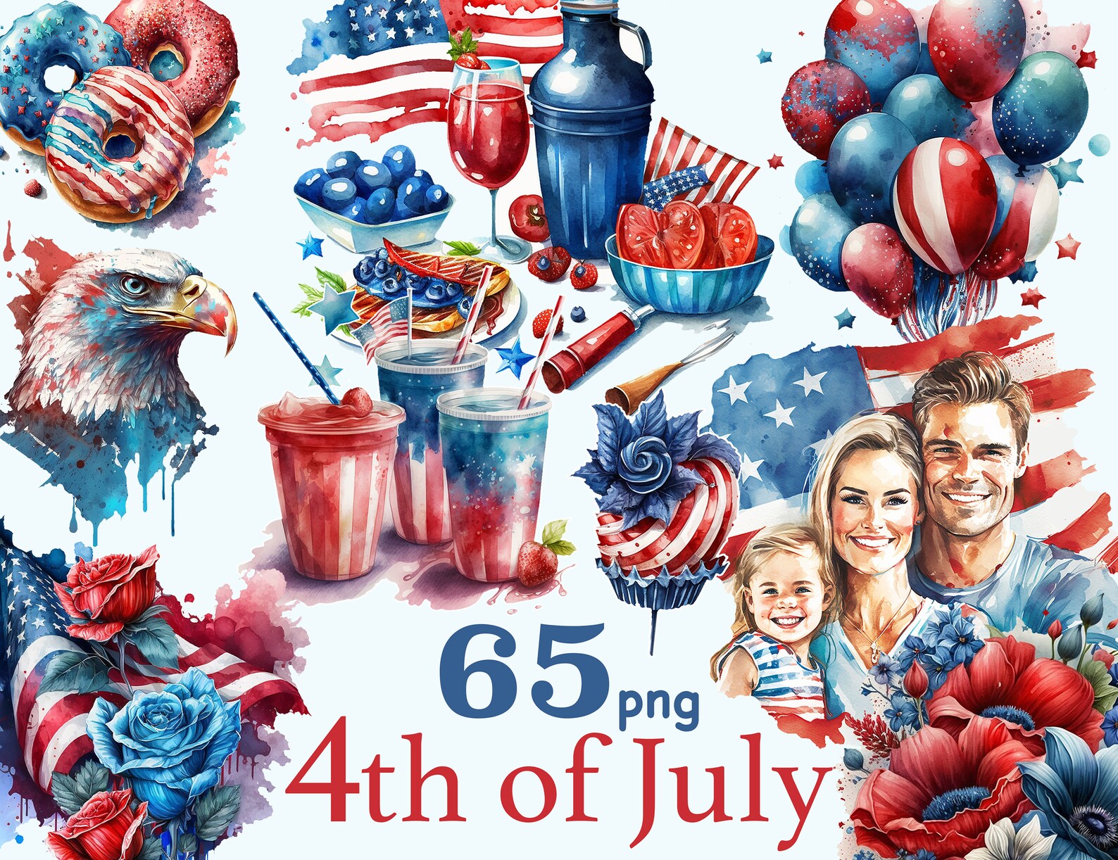4th of July Clipart Bundle Patriotic Graphics 4th of July - Etsy