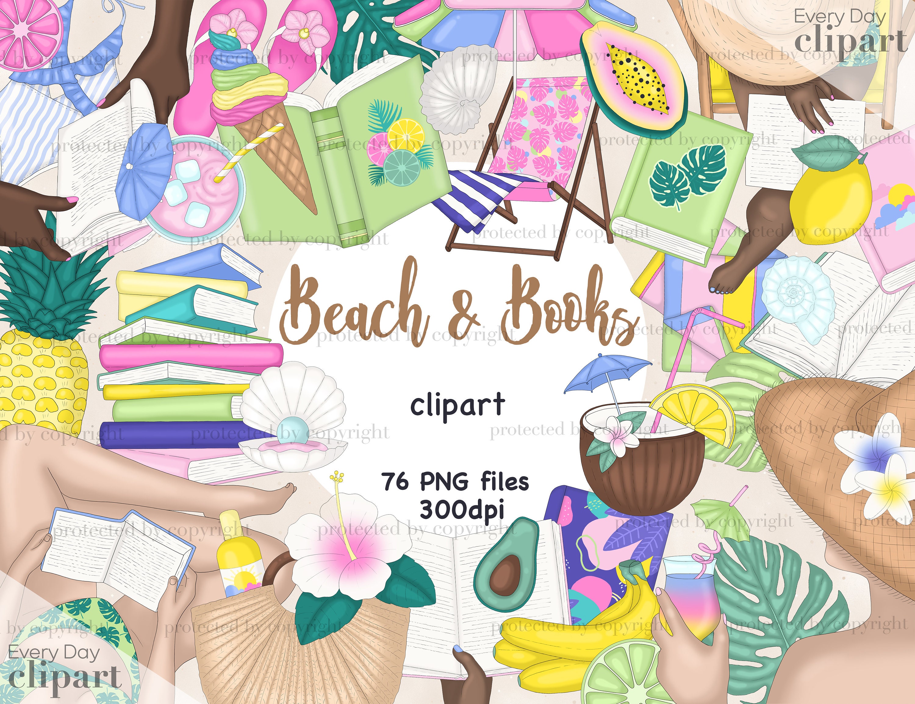 Summer Beach Reading Clipart