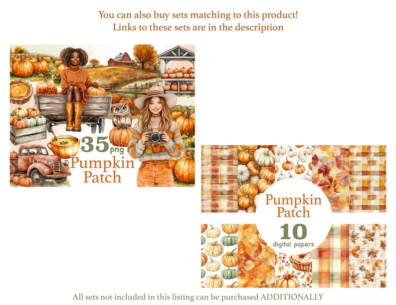 Pumpkin Patch Digital Paper: Autumn Harvest Seamless Pattern (12x12in ...