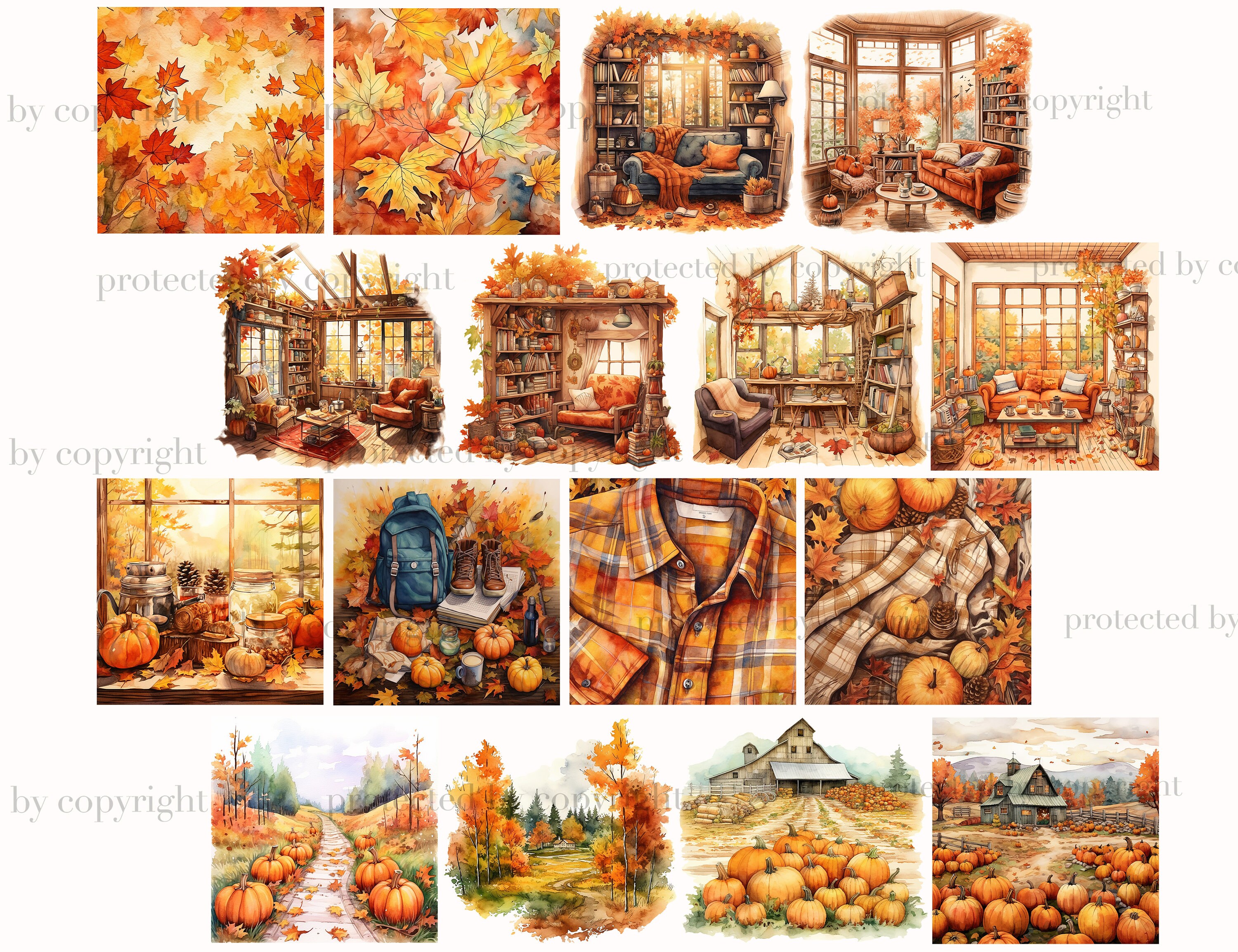 Autumn Scenes Clipart Cozy Fall Clipart Set Autumn Fall - Etsy Canada