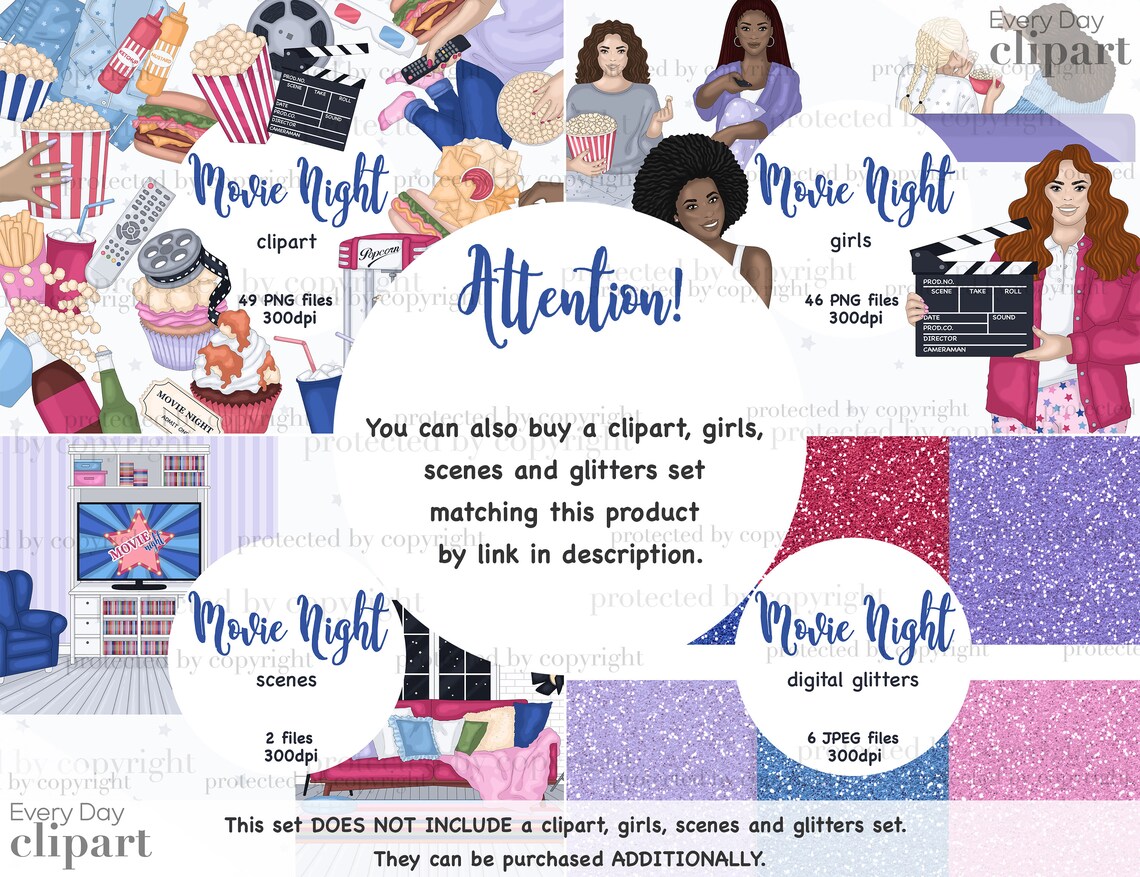 Movie Digital Paper Weekend Digital Paper Pajama Party - Etsy