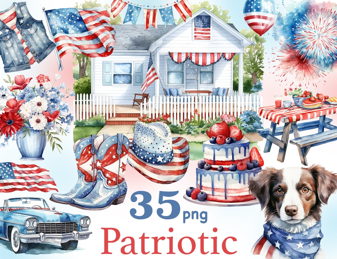 4th of July Clip Art, Patriotic Clip Art, 4th of July Illustration ...