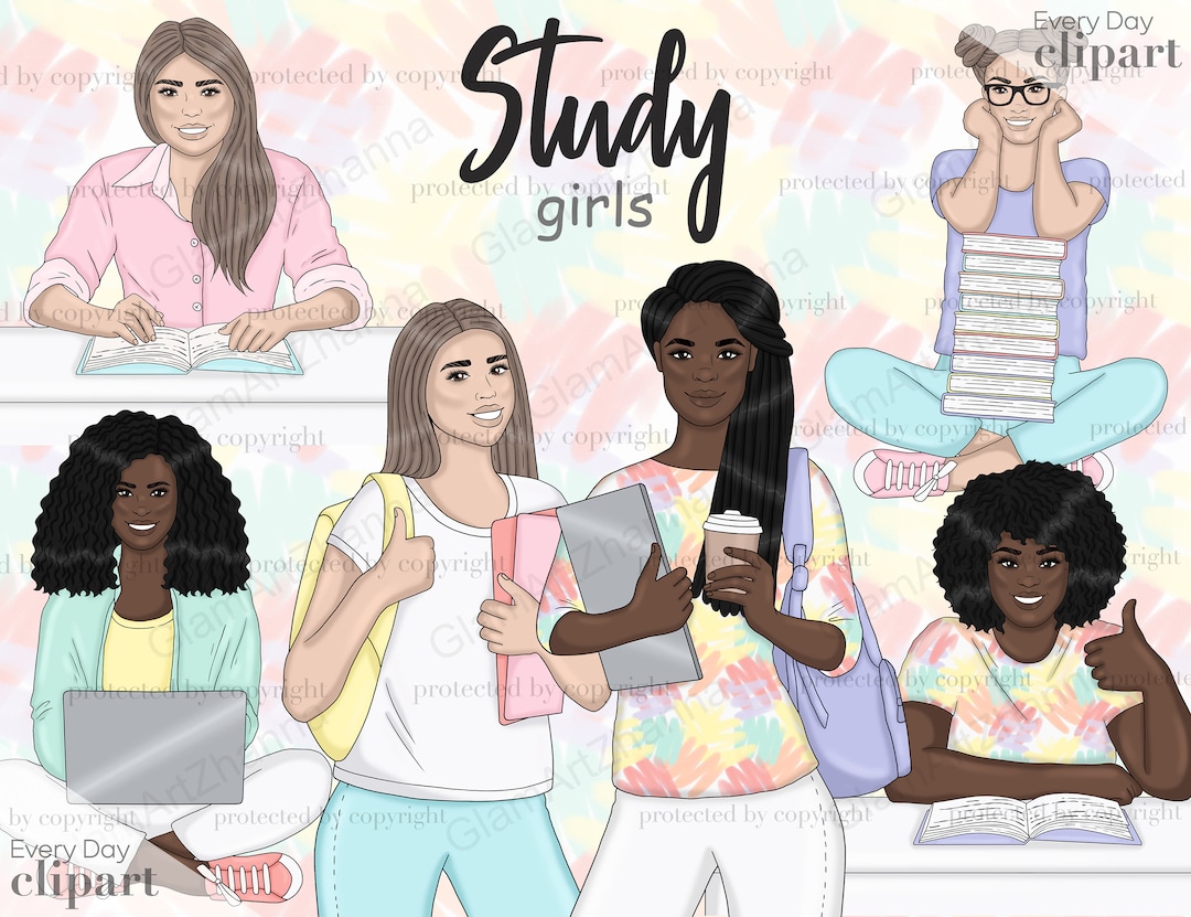 Study Girl Clipart Study Woman Clip Art for Planner Stickers - Etsy