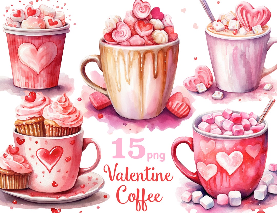 Valentine's Day Coffee Clipart, Valentine's Day Cocoa Png, Valentines ...