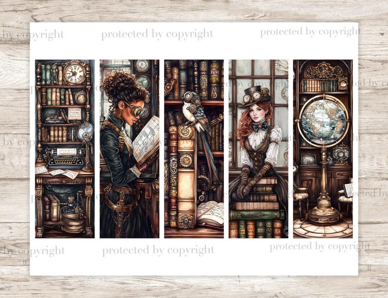 Steampunk Printable Bookmarks Vintage Book Lover Gifts Reading ...