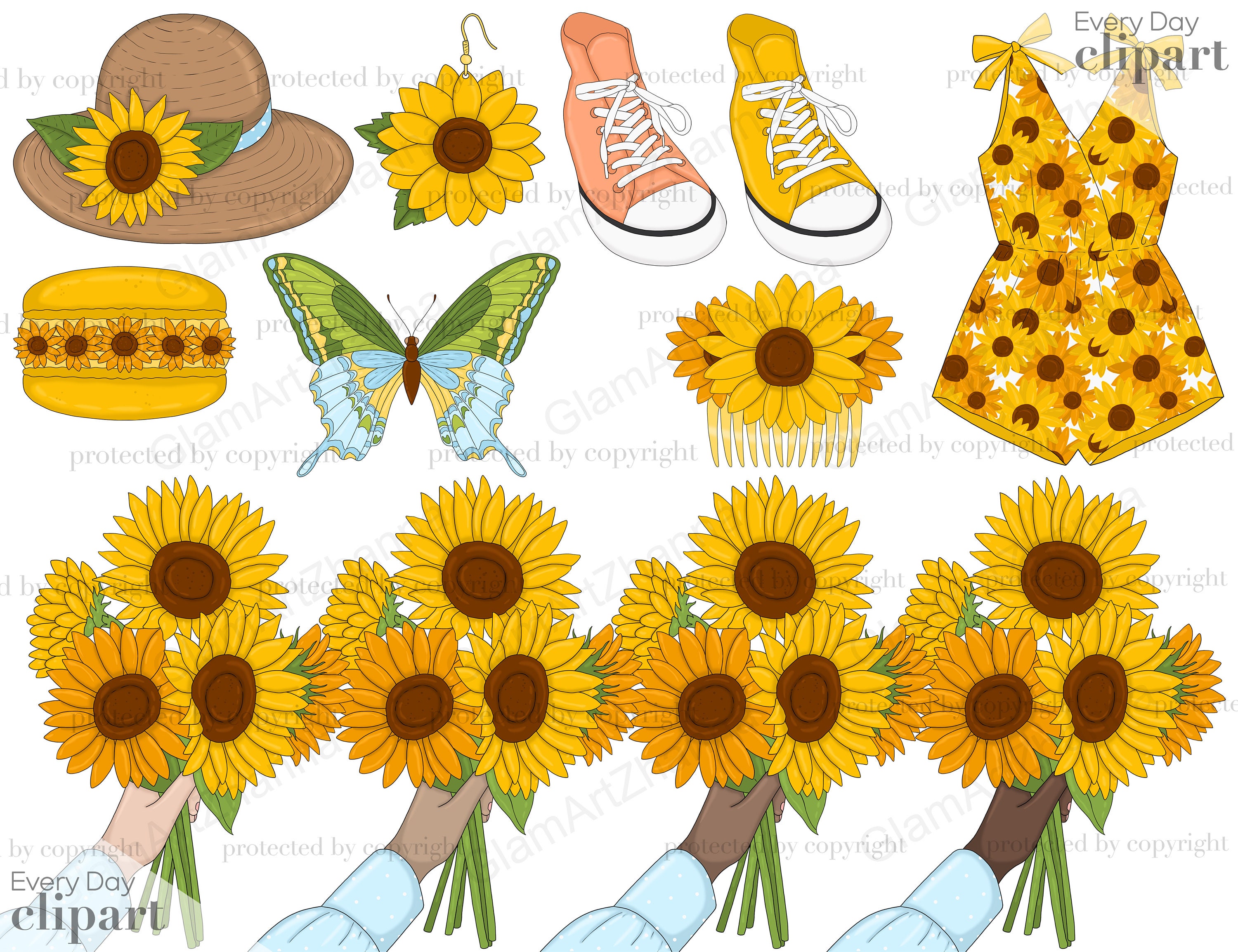 Sunshine Clipart Sunflower Clipart Bundle Summer Clip Art - Etsy
