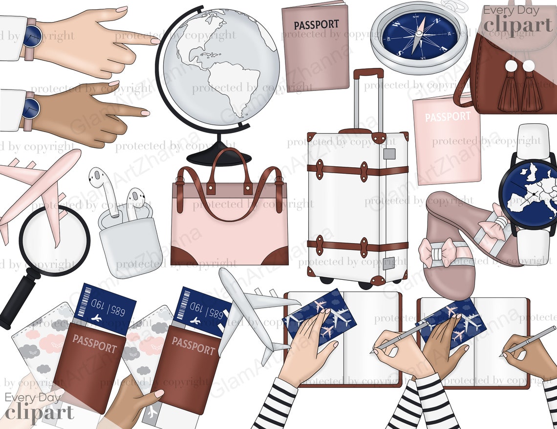 Travel Clipart for Planners Vacation Illustration for - Etsy