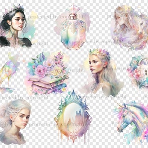 Pastel Princess Watercolor Clipart, Princess Clipart PNG, Pastel ...