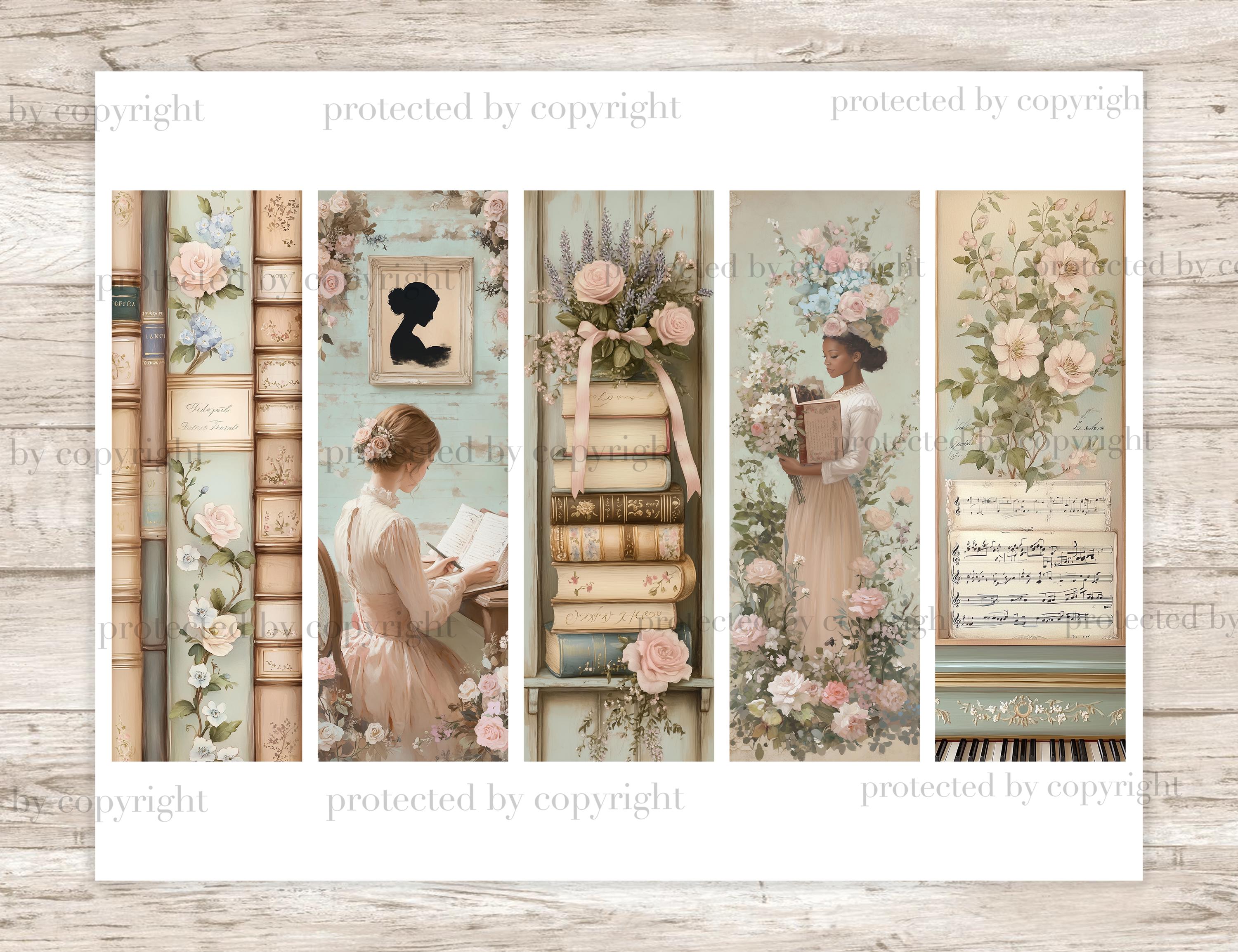Pastel Victorian Bookmarks Printable Floral Library Bookmark Printable ...