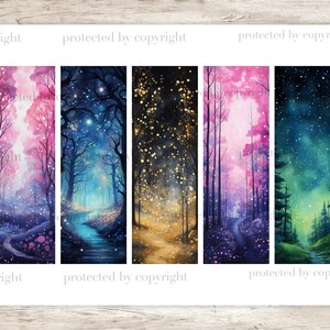 Night Forest Bookmarks, Printable Bookmarks for Women, Print and Cut ...