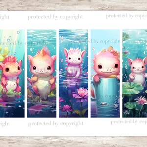 Axolotl Bookmarks Printable, Printable Bookmarks Set, Print and Cut ...