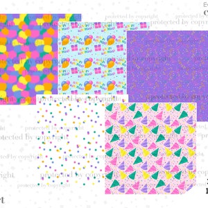 Happy Birthday Digital Paper, Bday Seamless File, Birthday Hat ...