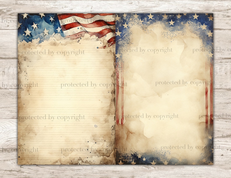 4th of July Junk Journal Pages: American Flag Ephemera (digital ...