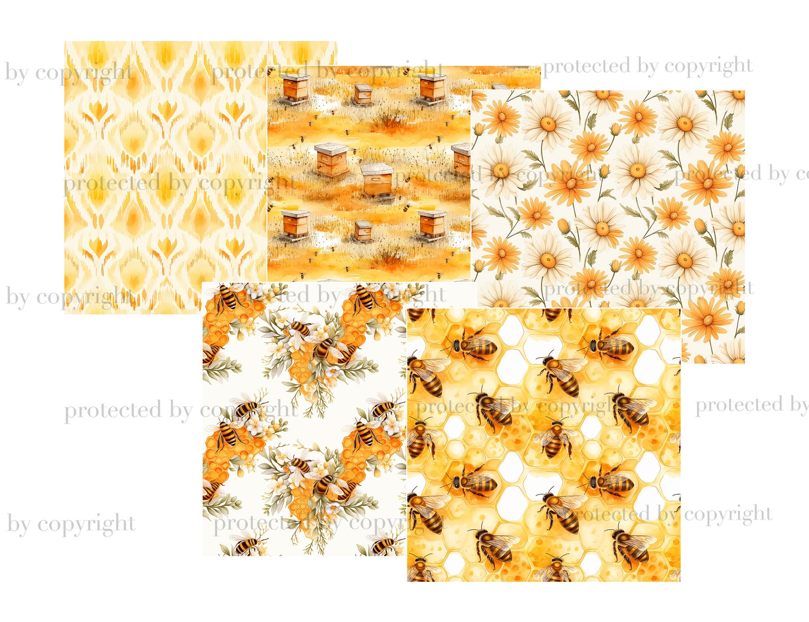 Honey Bee Digital Paper: Seamless Honeycomb Patterns (JPEG) - Etsy