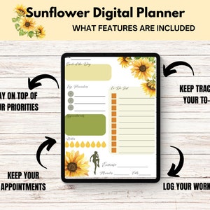 Sunflower Digital Planner - PDF Download- Monthly and Daily Planner ...