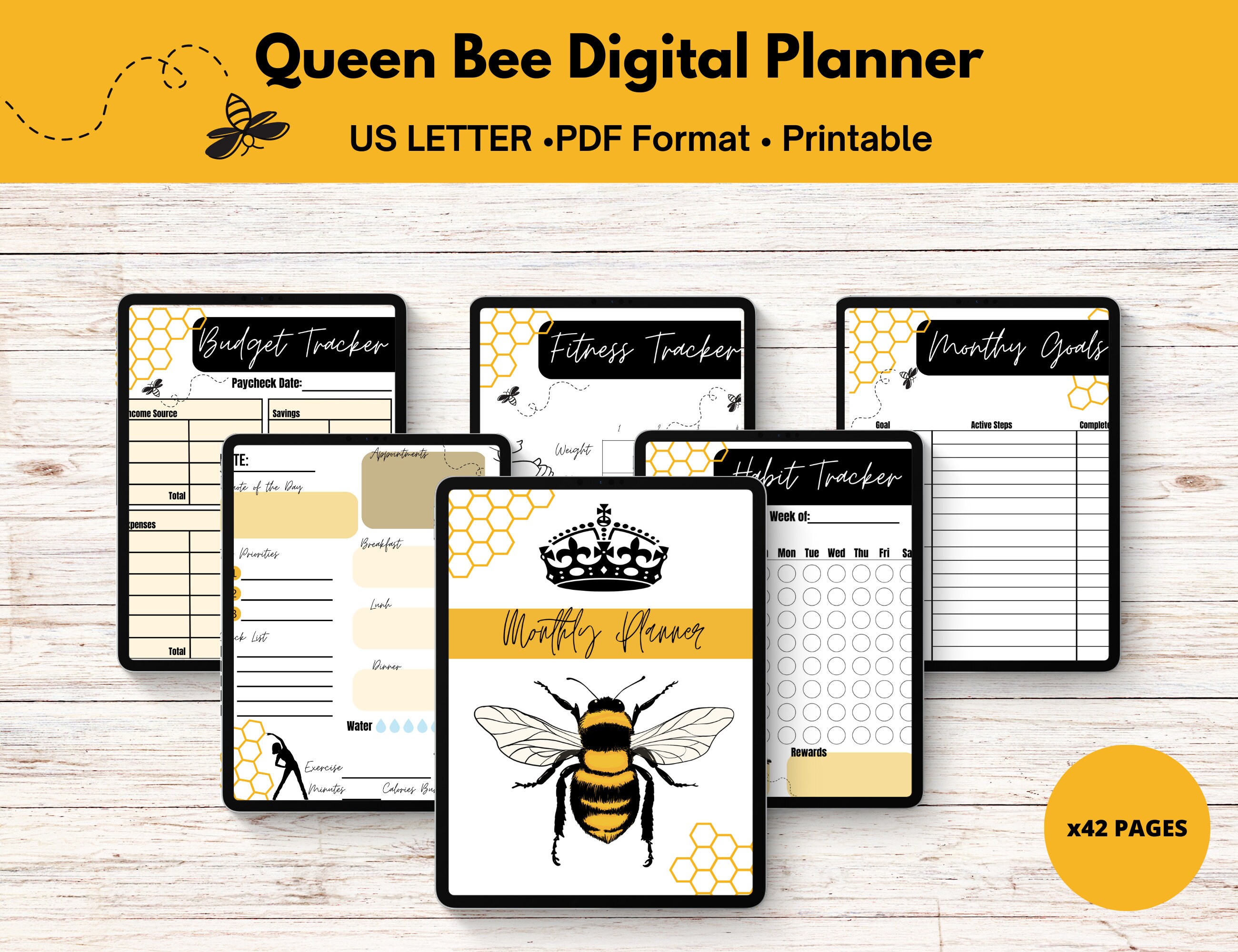 Trendy Queen Bee Work From Home Planner PDF Download Good Notes App ...