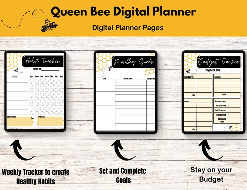 Trendy Queen Bee Work From Home Planner - PDF Download- Good Notes App ...