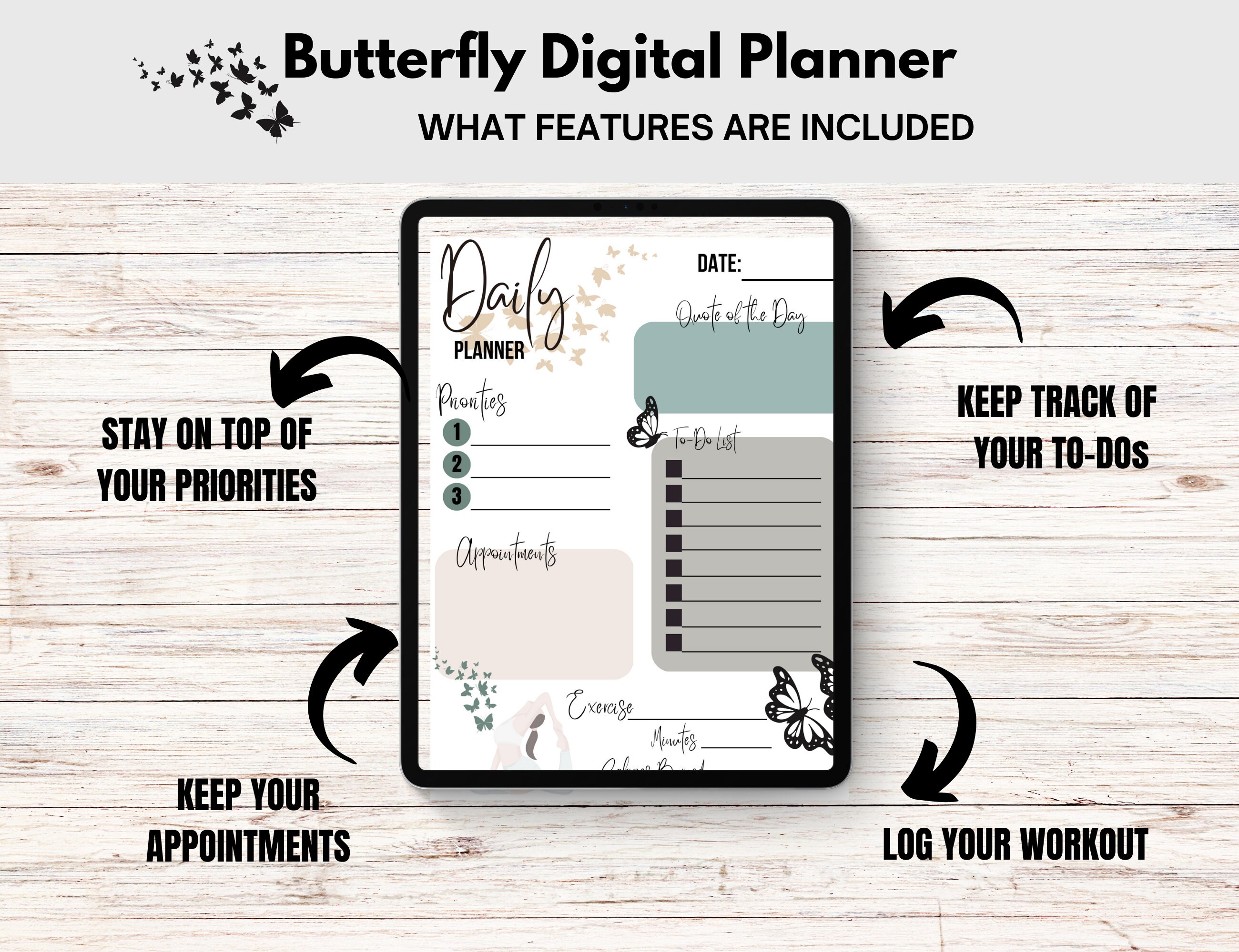 Butterfly Digital Planner - Weight Loss Tracker - PDF Download ...