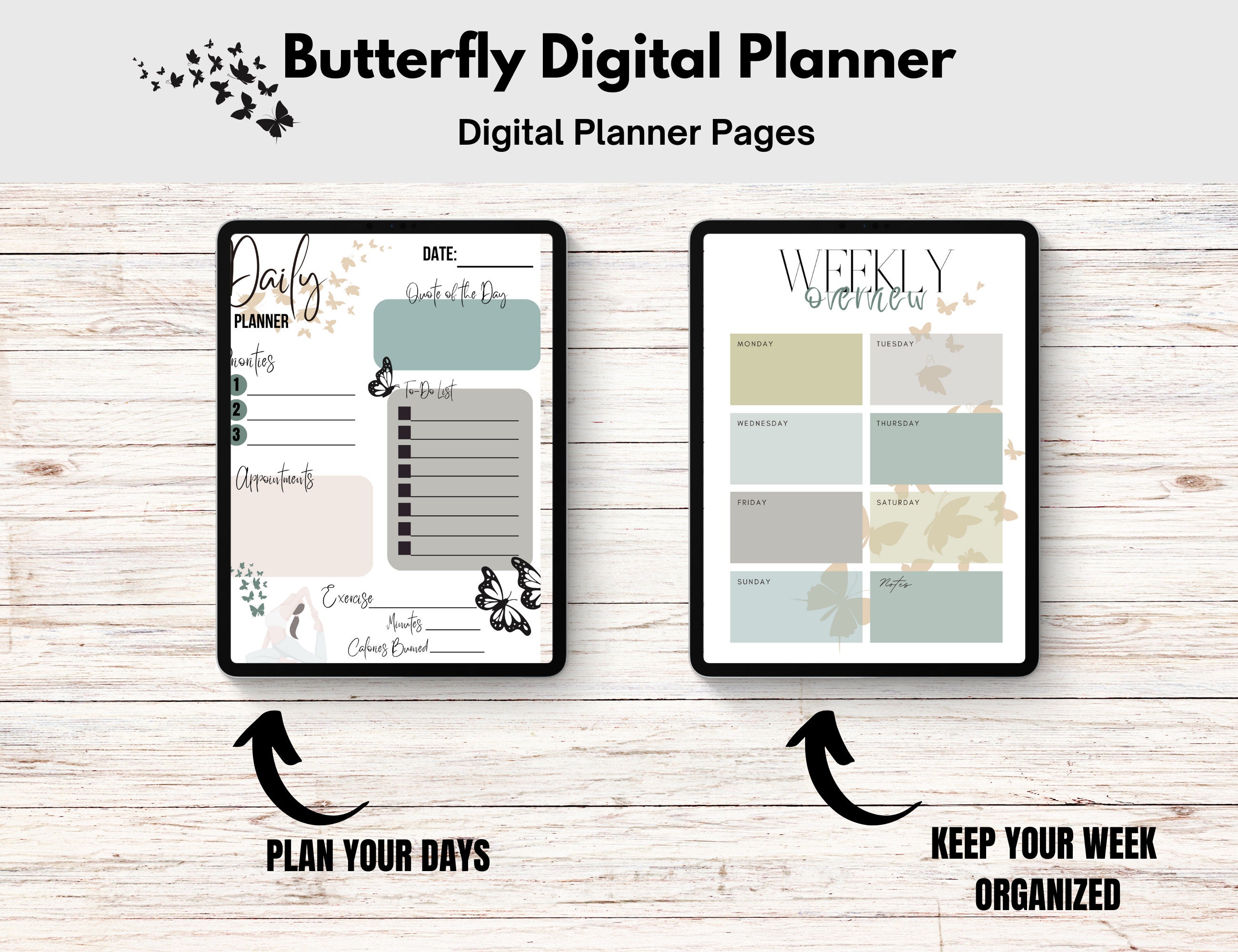 Butterfly Digital Planner - Weight Loss Tracker - PDF Download ...