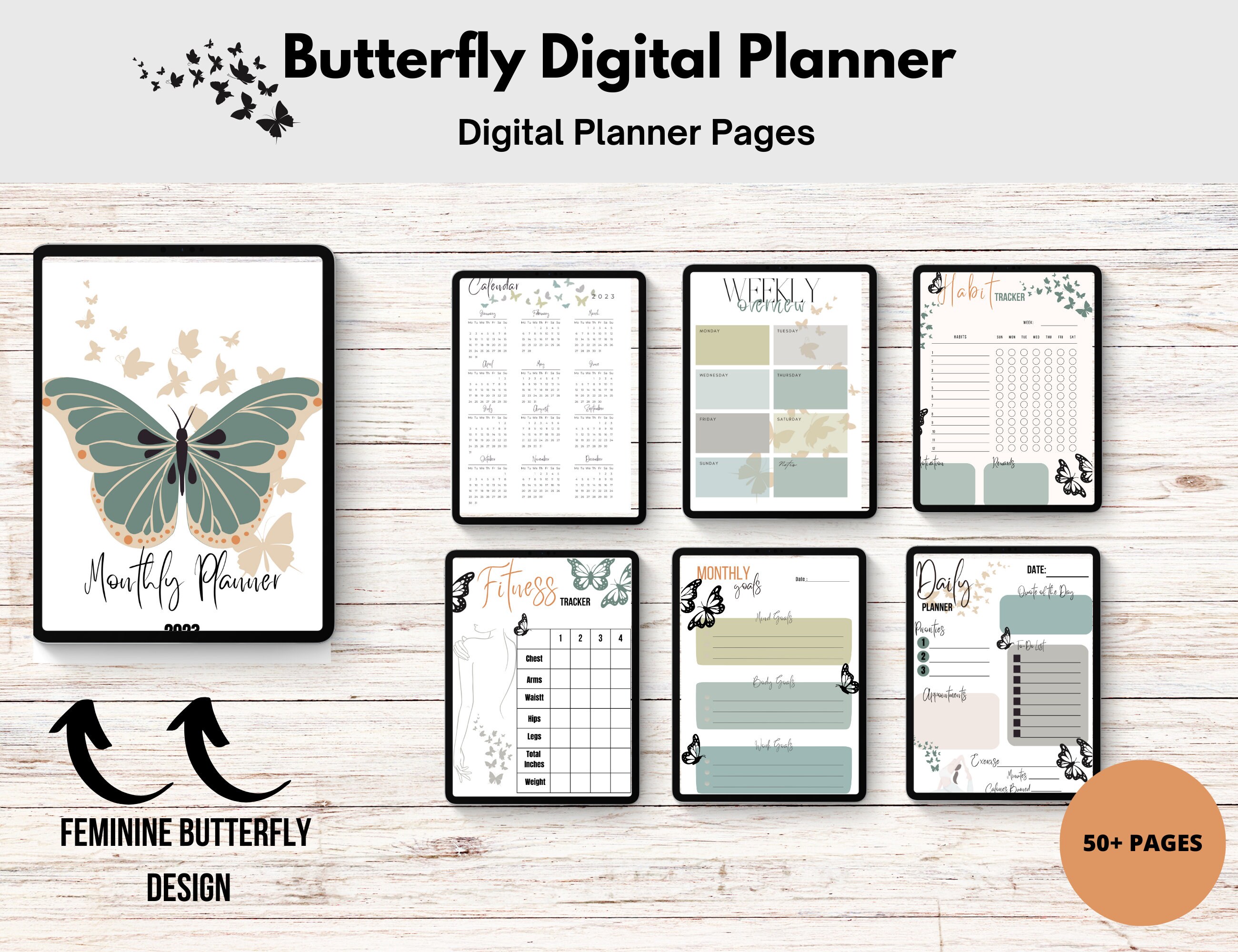 Butterfly Digital Planner - Weight Loss Tracker - PDF Download ...
