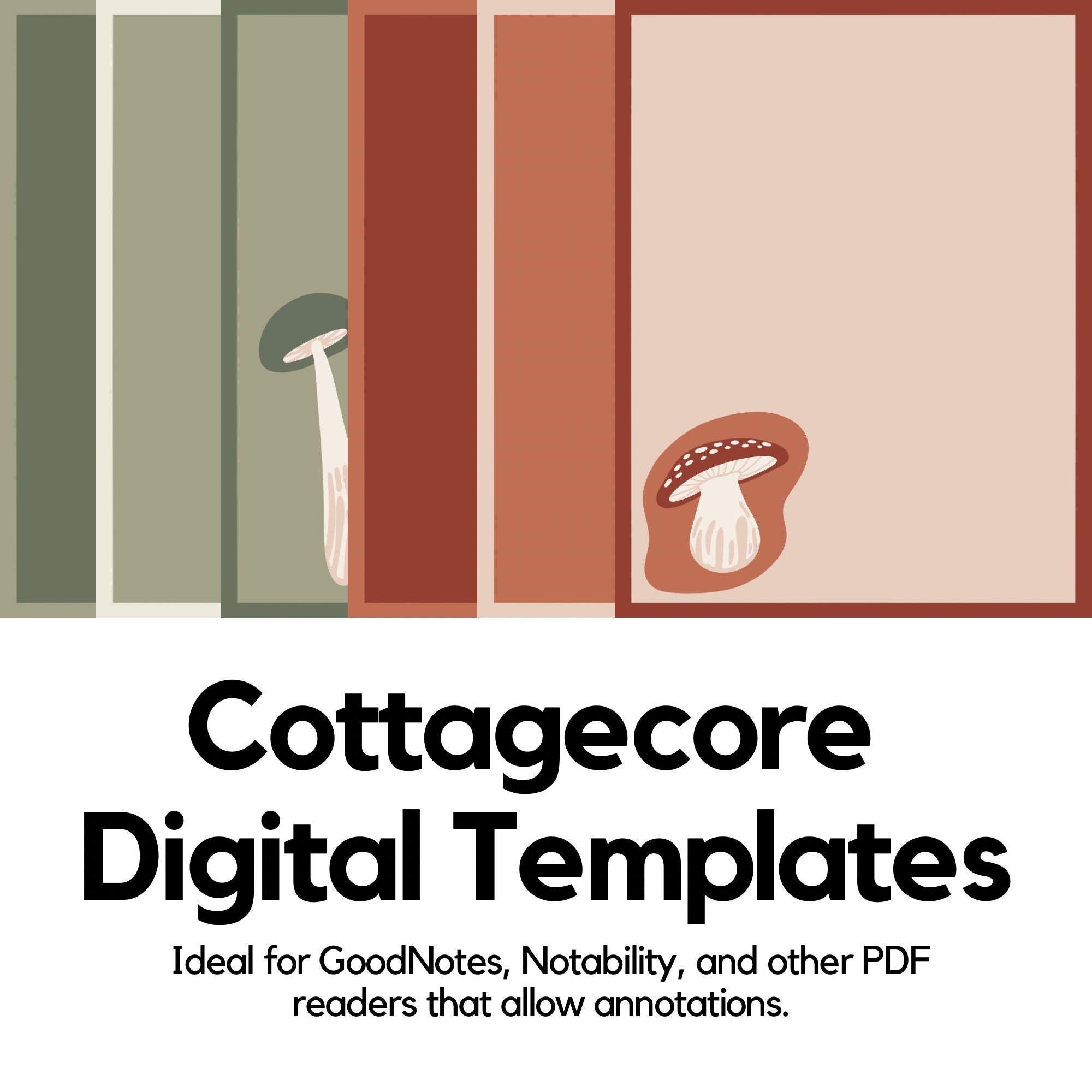 Aesthetic Cottagecore Digital Page Templates for Goodnotes and ...