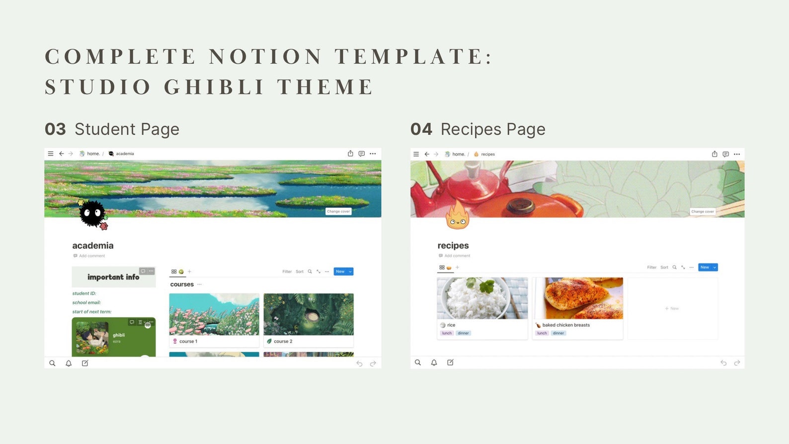 Complete Notion Template: Aesthetic Studio Ghibli Theme - Etsy