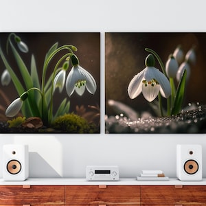 Snowdrop Flowers Art Snowdrop Digital Art Print Flower Digital Wall Art ...