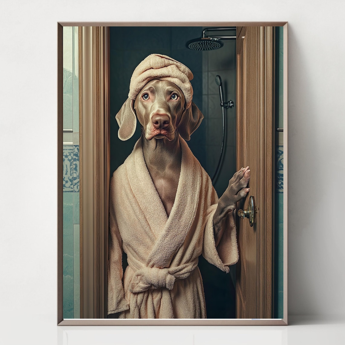 Set of 4 Weimaraner Shower Art Prints: Quirky Bathroom Decor (digital ...