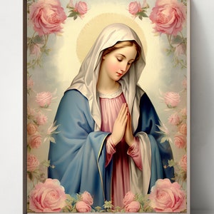Blessed Virgin Mary Watercolor Art Prints: Catholic Home Decor (digital ...