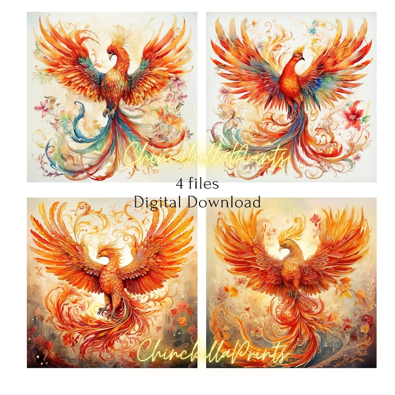 Shabby Chic Style Phoenix Phoenix Feather Mythological - Etsy