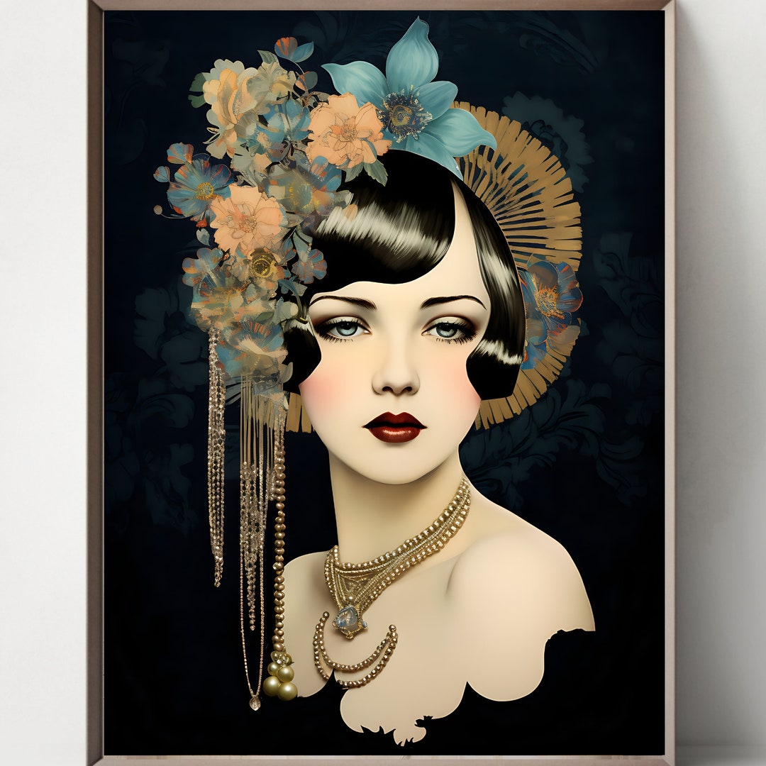 Women's Portraits, Fashion Images of the 20s, Vintage Painting, Women's ...