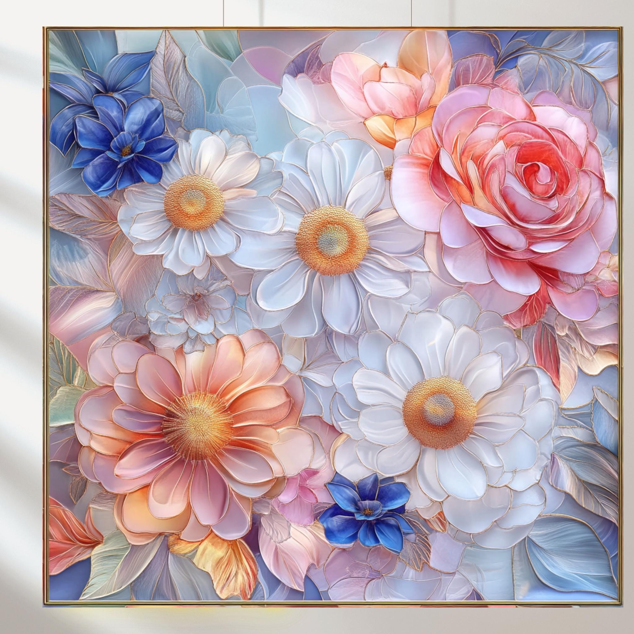 Victorian Stained Glass Flower Painting Set: Retro Floral Art (JPG ...