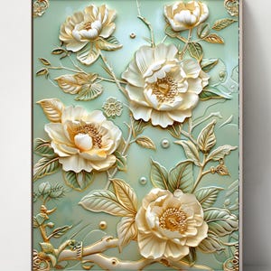 Art Deco Set of 5 Vintage Floral Style, Floral Motifs in Interior, for ...