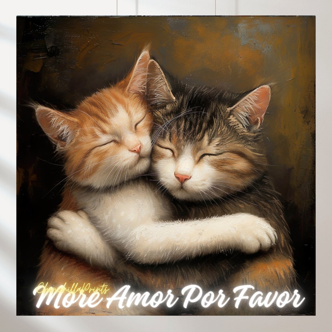 Set of 5 Cats Make Love More Amor Por Favor Wall Art Floral Poster ...