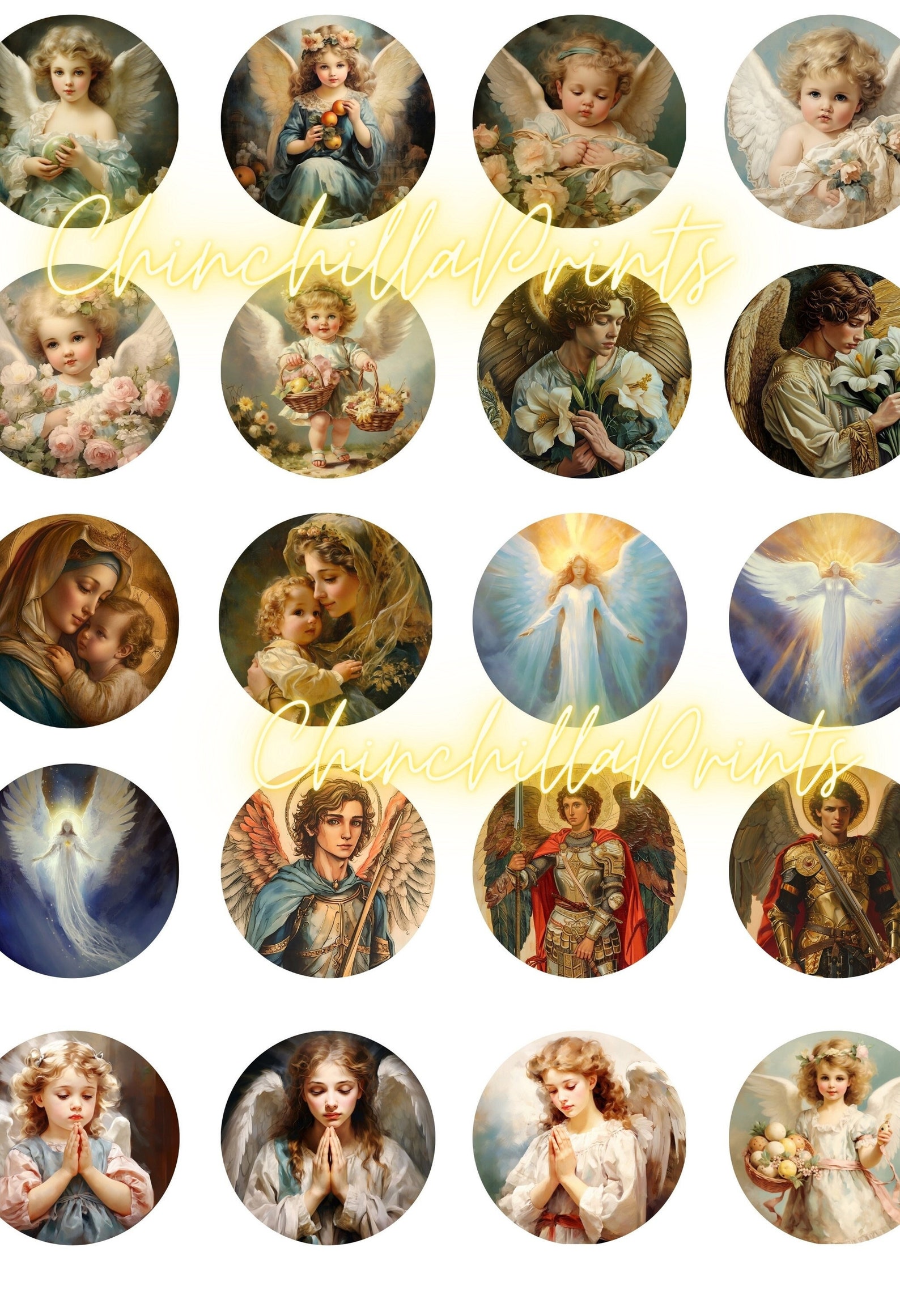 Angels and Archangels Printable Images: Round Cabochons (digital ...