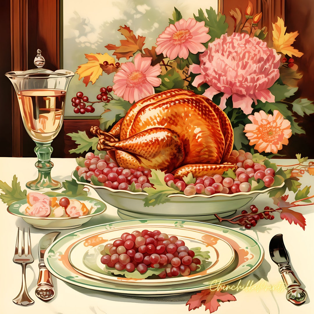 Turkey Vintage Thanksgiving Clipart Set of 5 Holiday Turkey ...