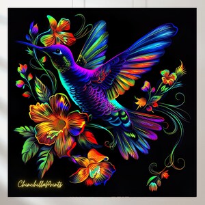Hummingbird Neon Rainbow Design for Sublimation Cups, T-shirt Design ...