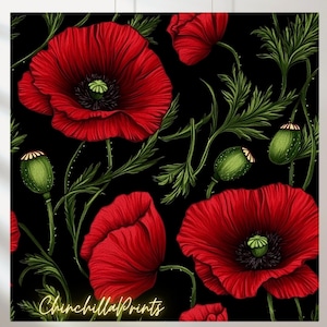 Poppy Floral Designs: Seamless Illustration Set for Commercial Use (JPG ...