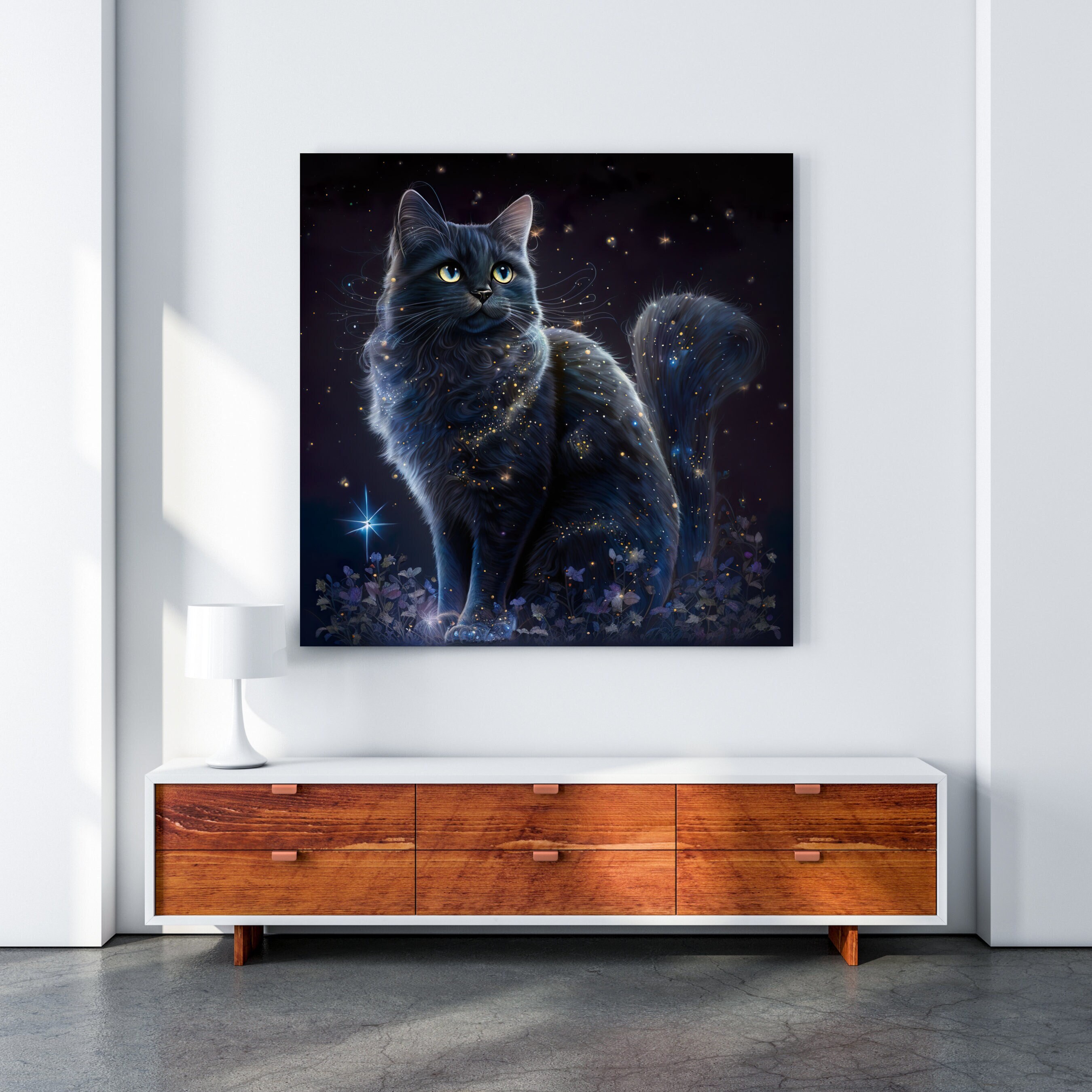 Magical Cat Art Printable Cat Art Cat Art Printable Black Cat Art Print Cat Wall Art Printable ...