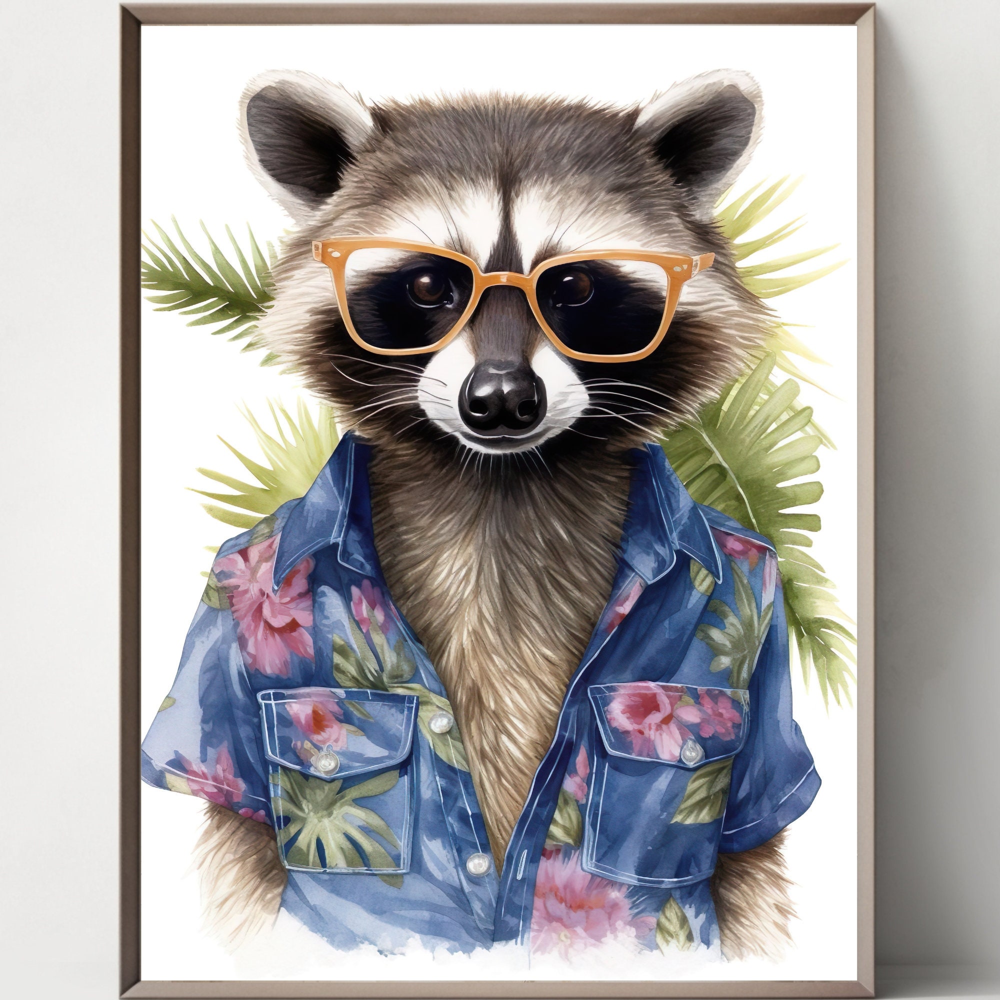 Sloth Art Print, Raccoon Art Print, Summer Sloth Print, Cute Sloth Wall ...
