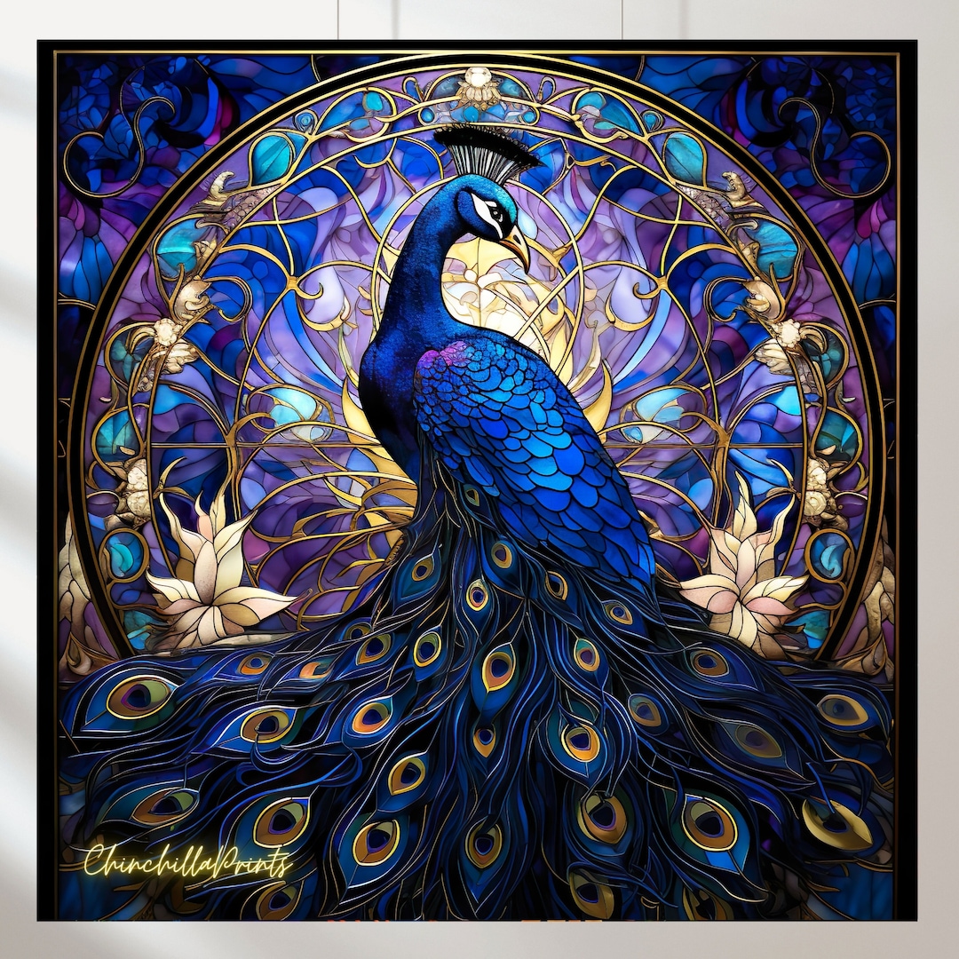 Stained Glass Peacock, Bright Painting, Wall Decor, PNG File - Etsy