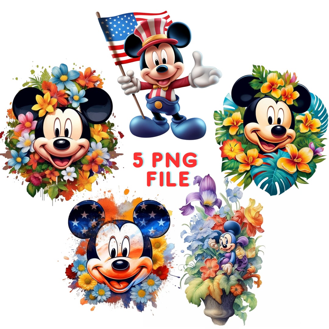 Mickey Mouse Transparent Background Flowers PNG Files - Etsy