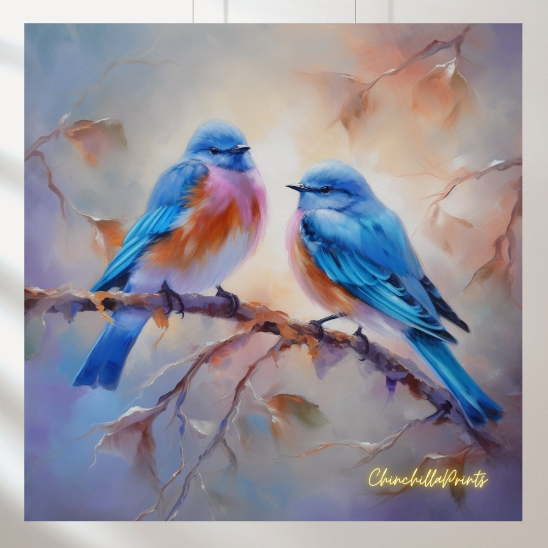 Blue Cardinal Bird Art Print, Blue Cardinals Painting, Birds Wall Art ...
