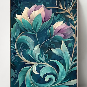 Art Deco Set of 5 Vintage Floral Style, Floral Motifs in Interior, for ...