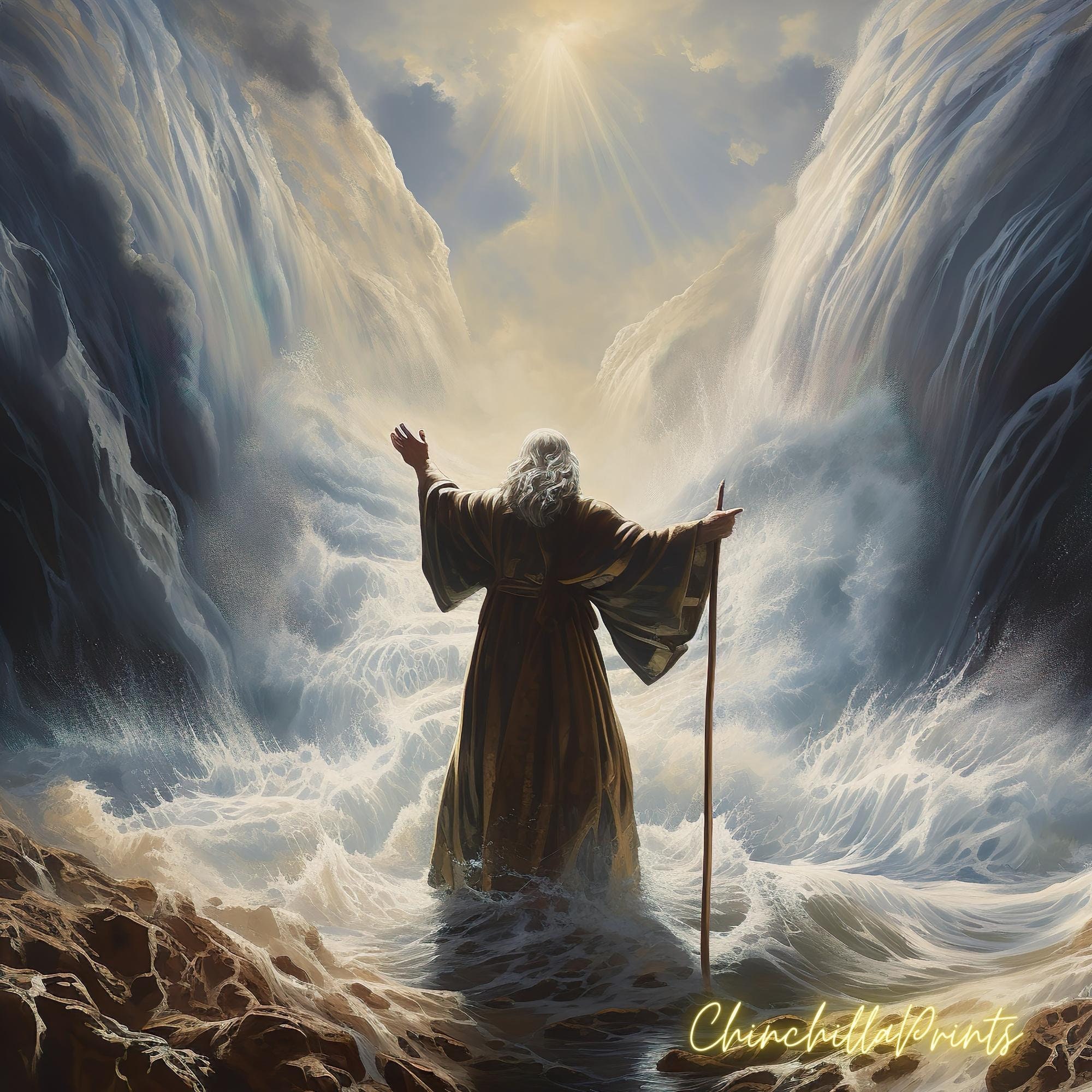 Moses Parting the Red Sea Moses Bible Art Modern Moses Poster Moses ...