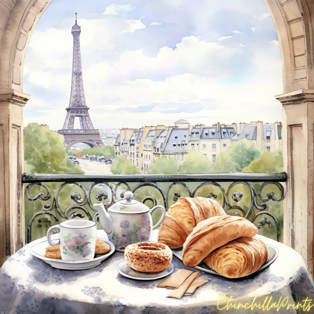French Croissants Set of 3 Watercolor Wall Art Paris Art French Kitchen ...