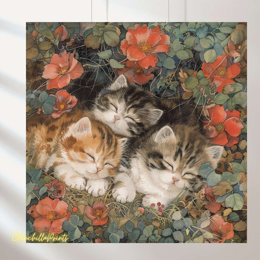Kitten, Sleeping Kitten, Watercolor Kitten, Poster Kittens, Kittens ...