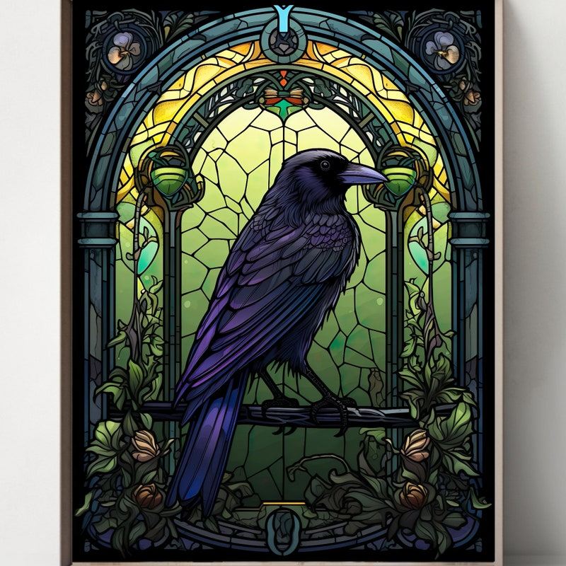 Stained Glass Raven - Etsy